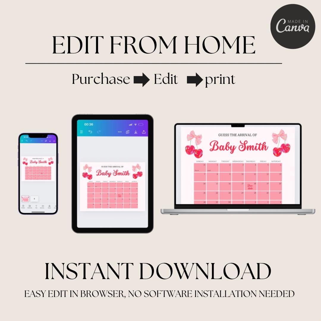 Editable Cloud Baby Due Date Calendar Template Blue Watercolour Baby ...
