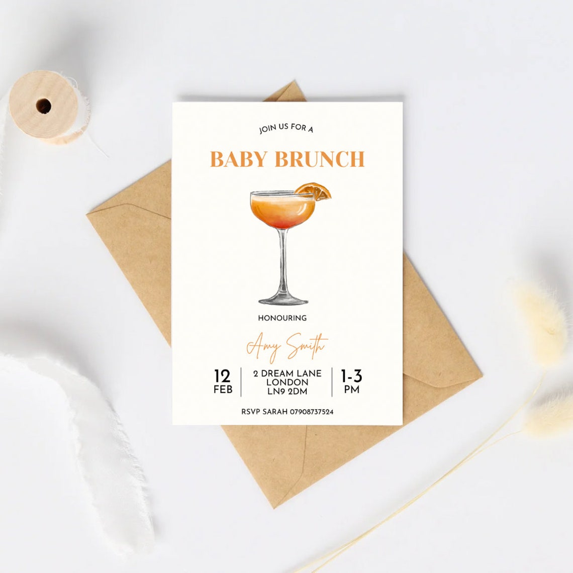 Mocktail Baby Brunch Digital Invitation Template | Cocktail Fruit Baby ...