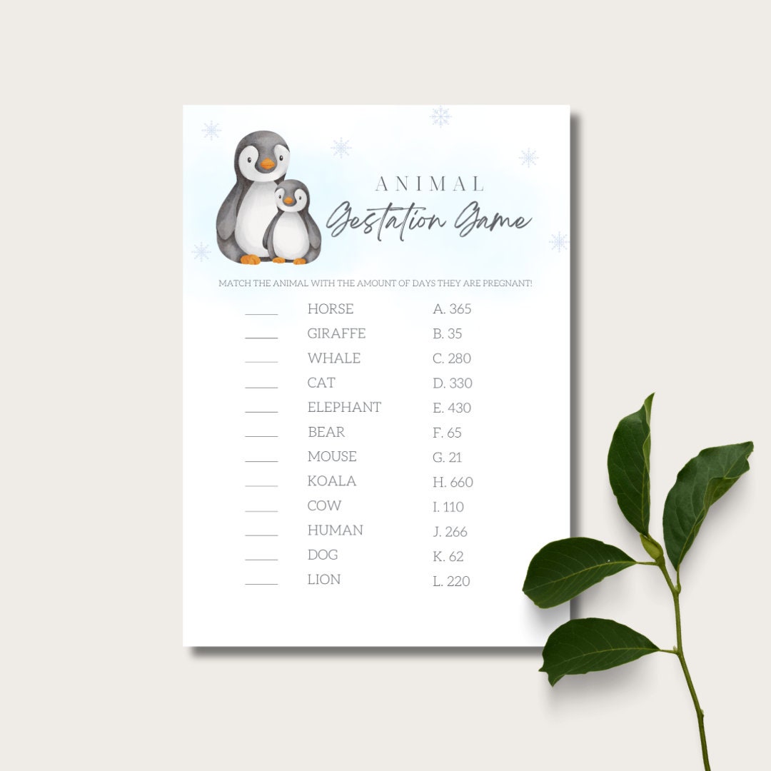 12 Penguin Baby Shower Games Printable | Let It Snow Snowflake Winter ...
