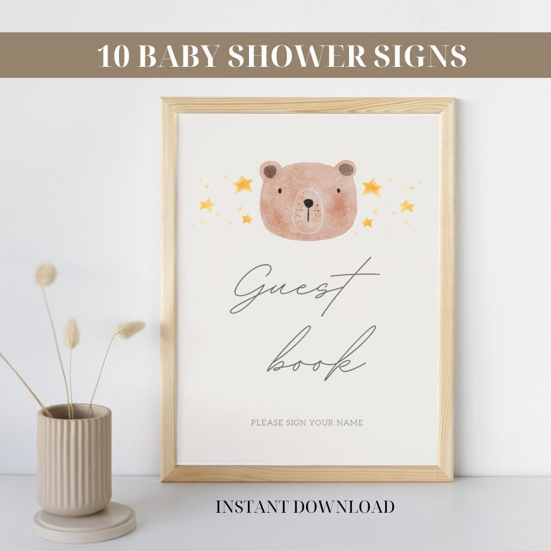 10 Bear Baby Shower Signs Printable Bear-y Cute Theme - Etsy