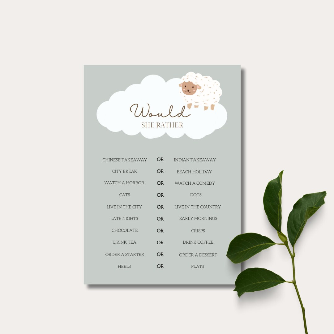 12 Little Lamb Baby Shower Games Printable | Sheep Cloud Theme Digital ...