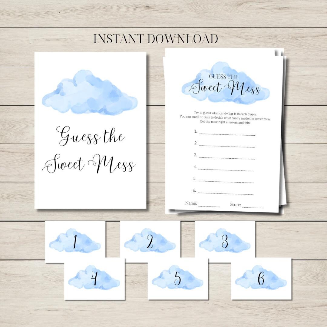 Guess the Sweet Mess Cloud Baby Shower Game Printable | Cloud Theme ...