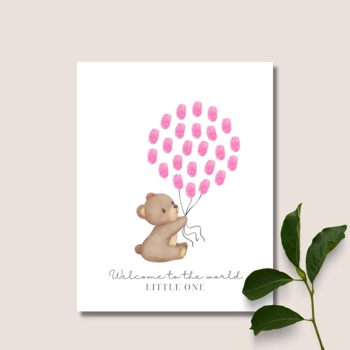 Bear Baby Shower Fingerprint Guest Book | Bear-y Cute Watercolour ...