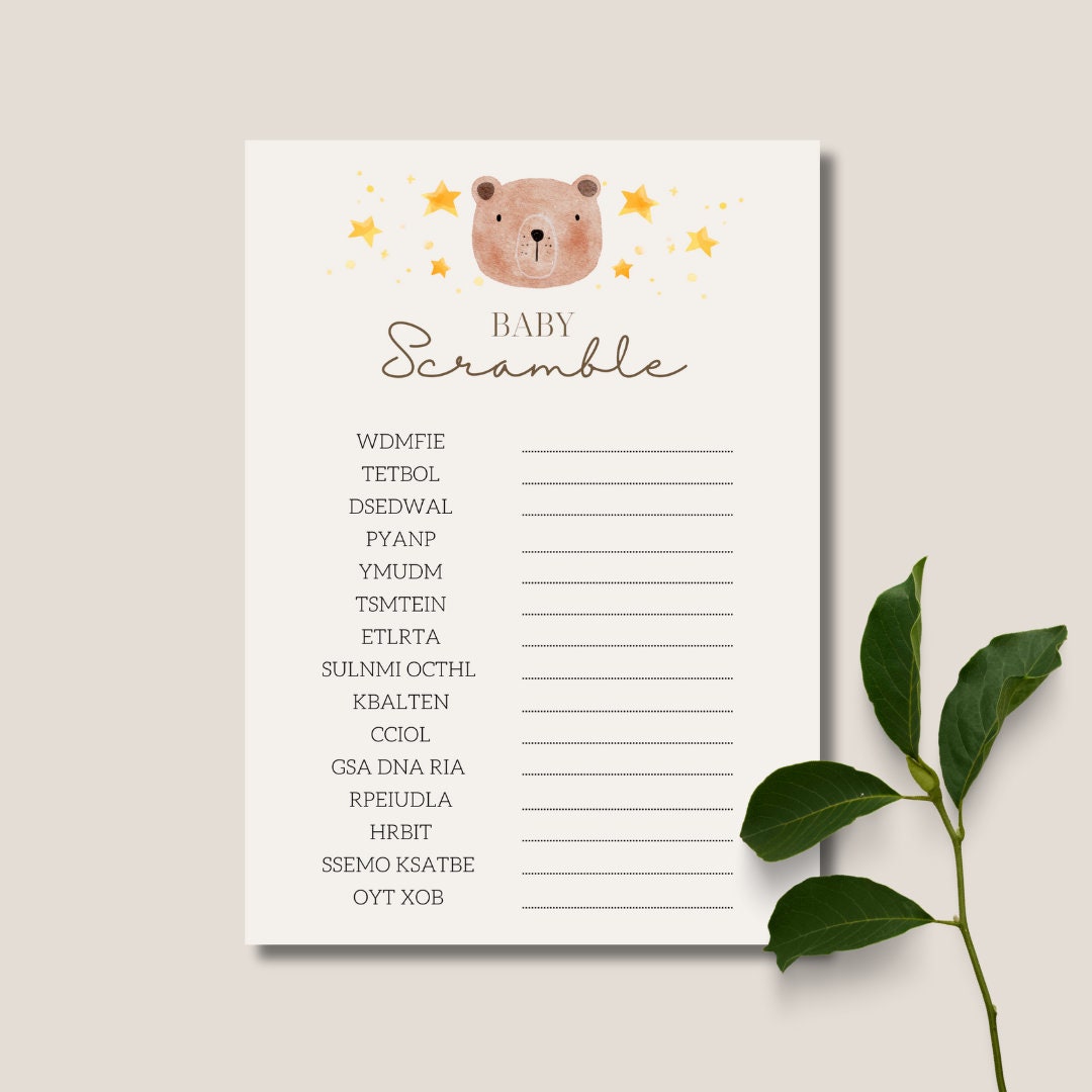 12 Bear Baby Shower Games Printable | Stars Bear-y Theme Digital ...