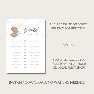 12 Bear & Cloud Baby Shower Games Printable | Beary Cute Digital ...