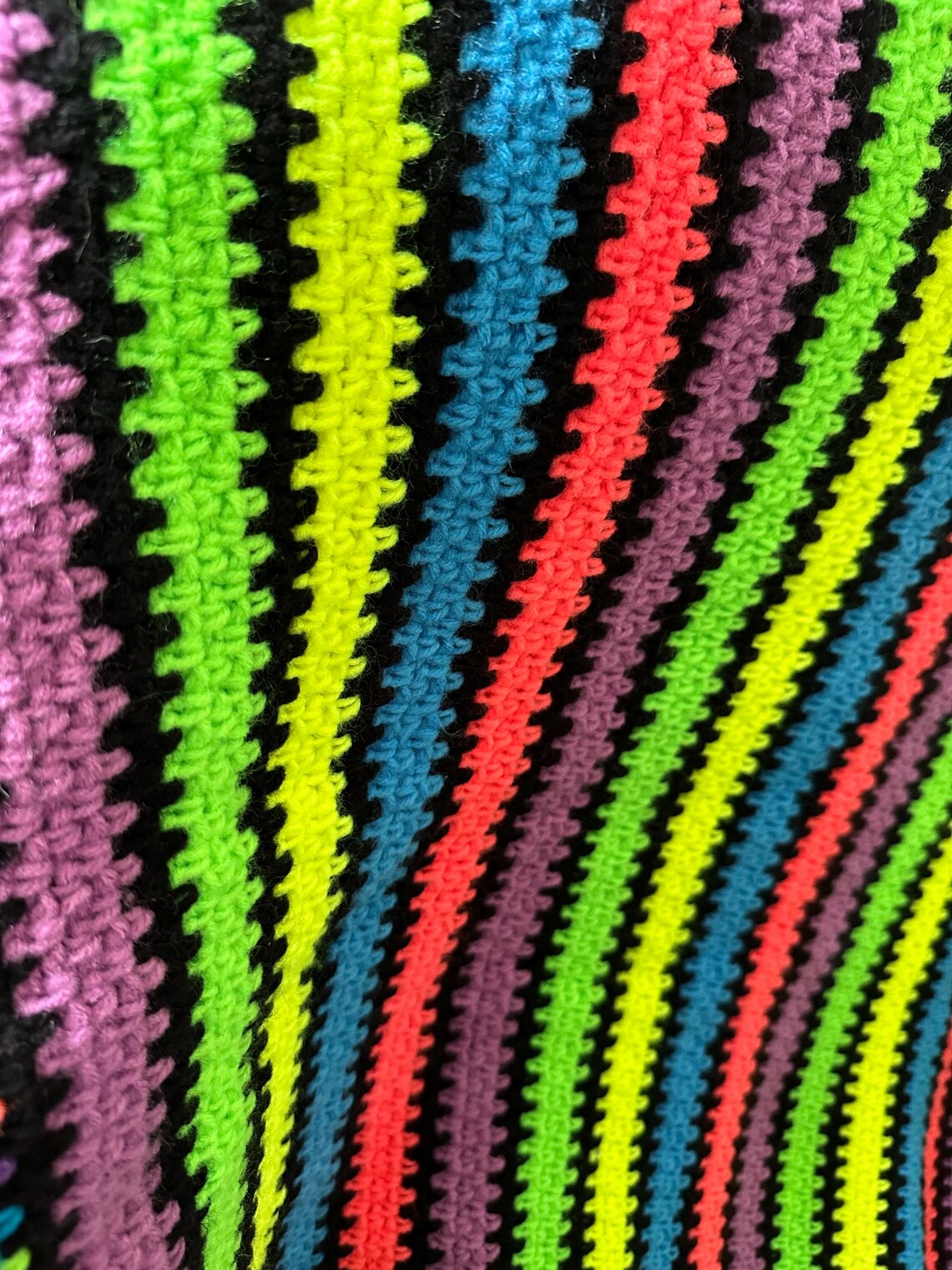 Neon Striped Afghan - Etsy