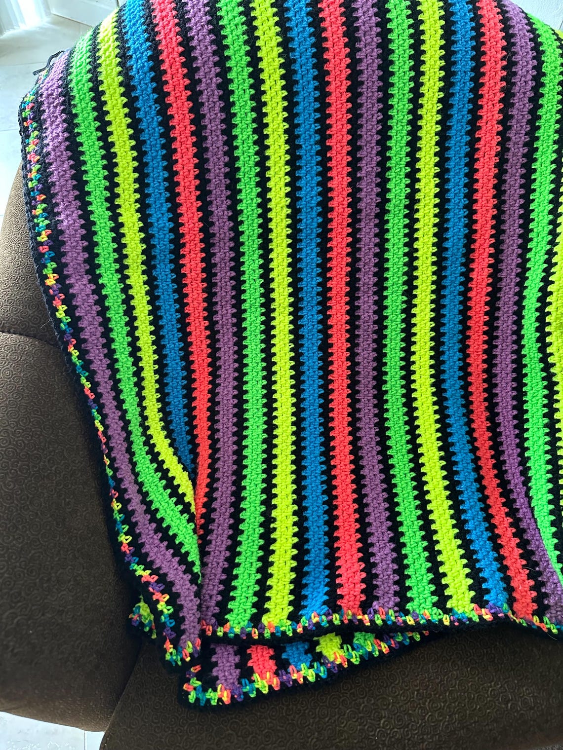 Neon Striped Afghan - Etsy