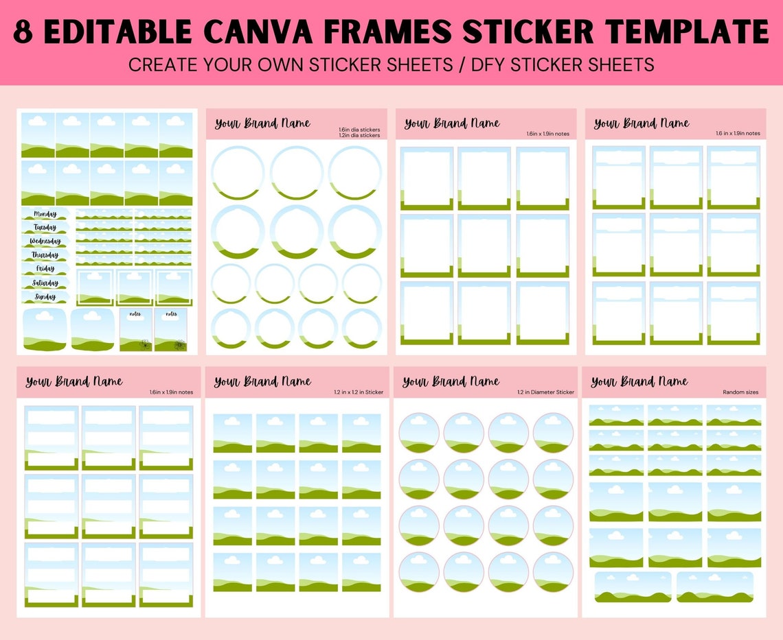 Canva Frames Sticker Template, Canva Sticker Template, Done for You ...