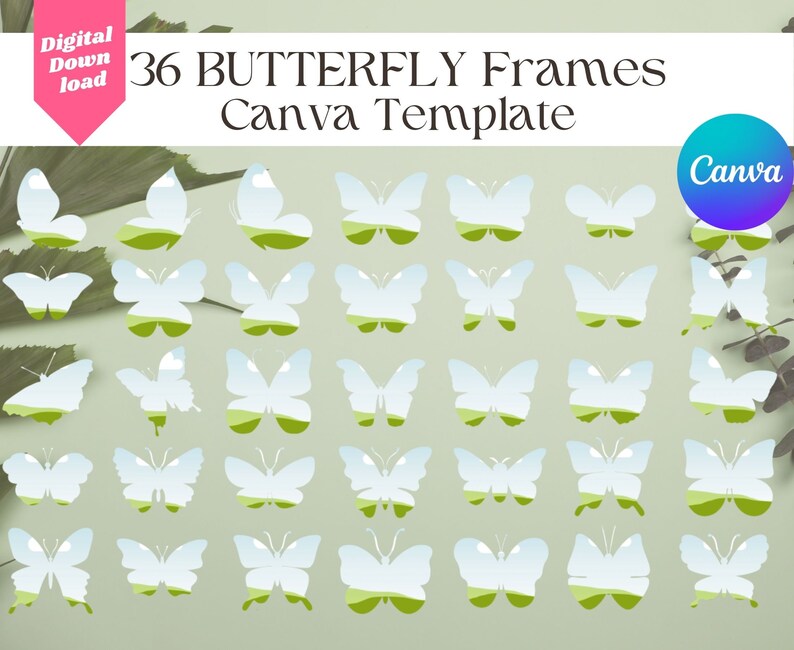 Butterfly Canva Frames Template, Canva Butterfly Frames, Drag and Drop ...