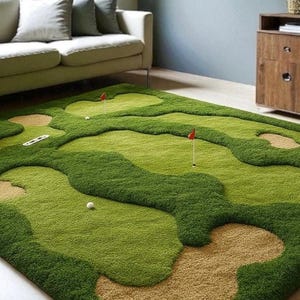 Hand-tufted Wool Golf Course Rug: 3D Modern Design - Etsy