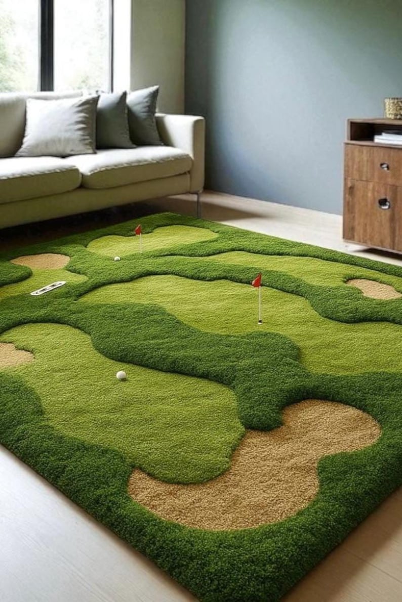 Hand-tufted Wool Golf Course Rug: 3D Modern Design - Etsy