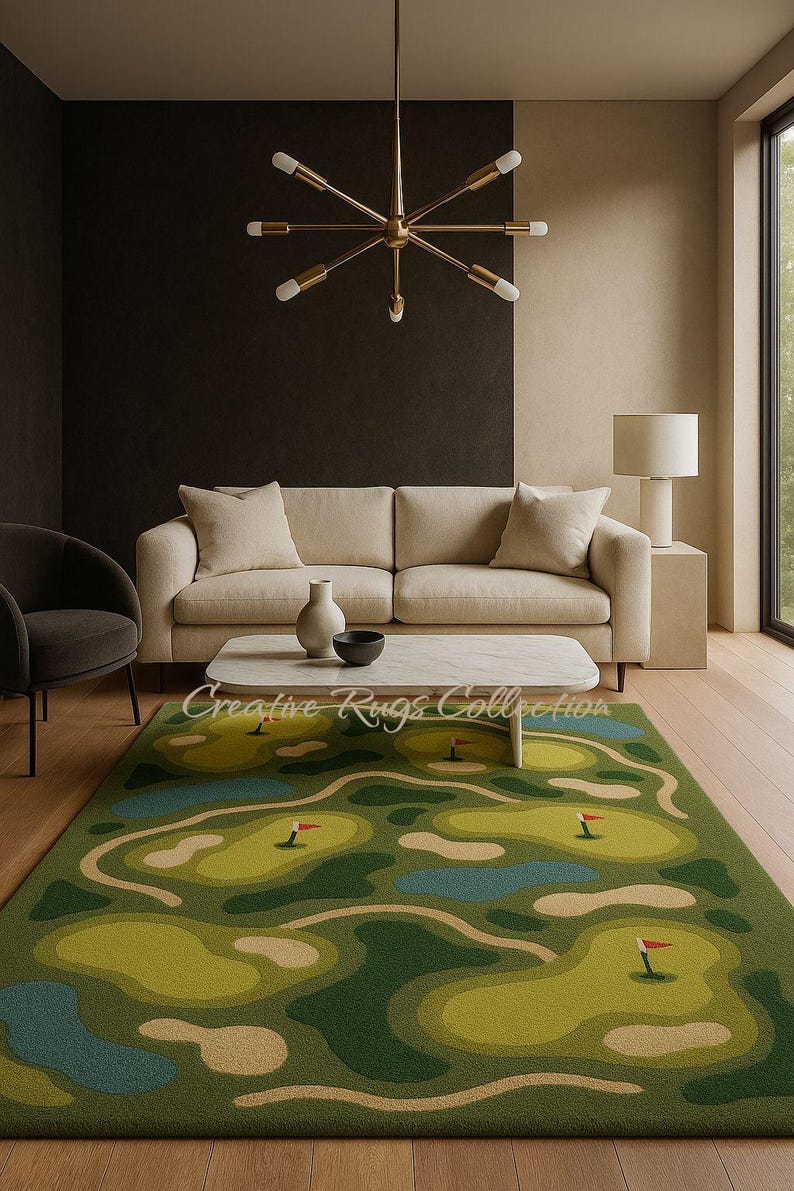 Hand-tufted Wool Golf Course Rug: 3D Modern Design - Etsy