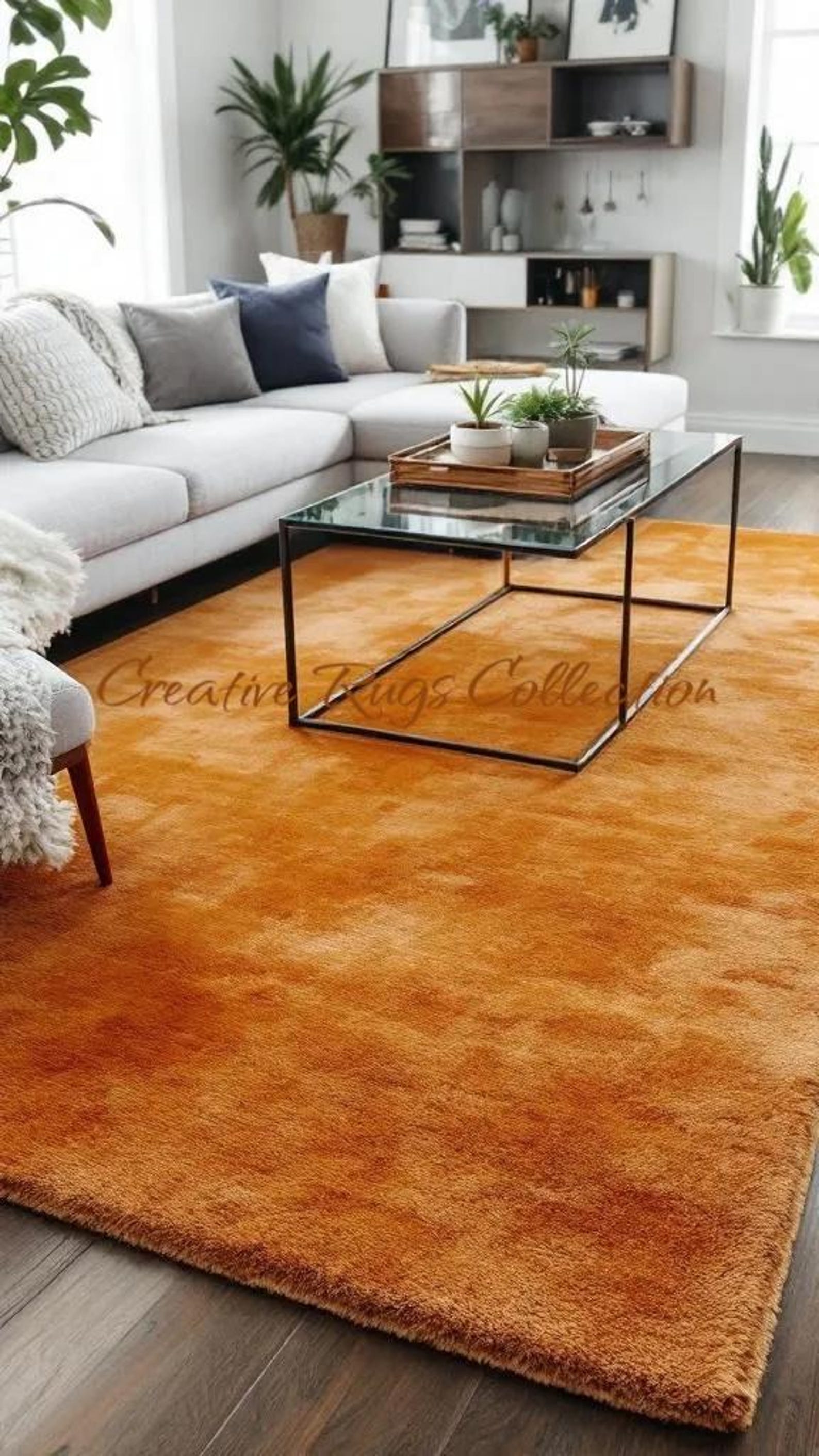 Hand-tufted Burnt Orange Wool Rug: Modern Oval Living Room Accent - Etsy