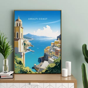 Amalfi Coast Italy Travel Poster Artwork Retro Print Vintage Artwork ...