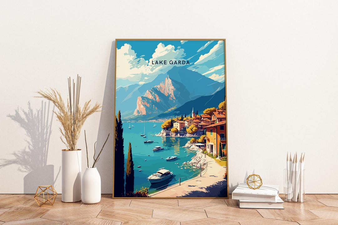 Lake Garda Italy Travel Print Poster Poster Travel Poster, Lake Garda ...