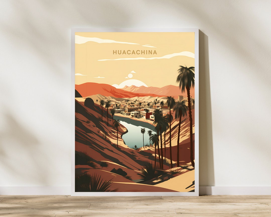 Huacachina Ica Peru Print Poster Travel Artwork Retro Vintage Wall Art ...