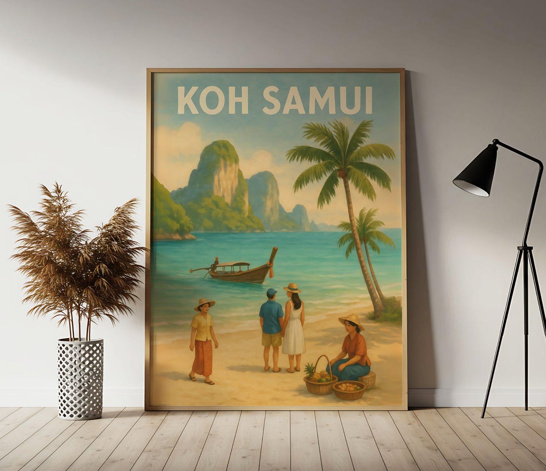 Koh Samui, Thailand Vintage Travel Poster Print | Koh Samui Wall Art ...