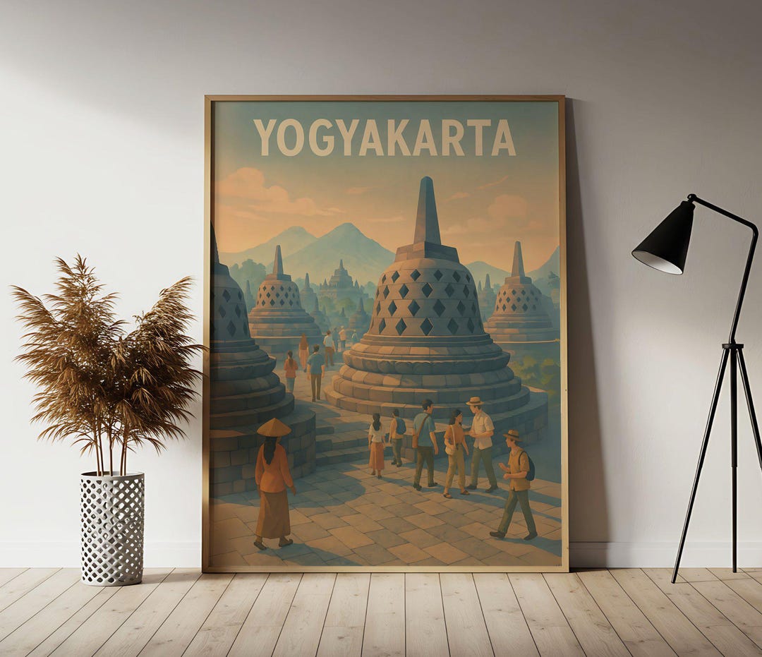 Yogyakarta Travel Poster, Yogyakarta Wall Art Print, Vintage Travel ...