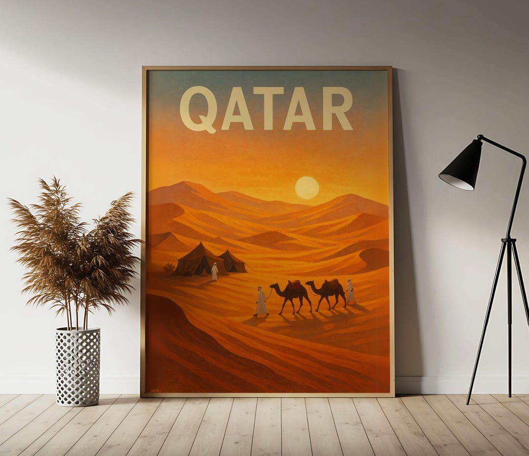 Qatar Travel Poster, Qatar Wall Art Print, Vintage Travel Decor - Etsy