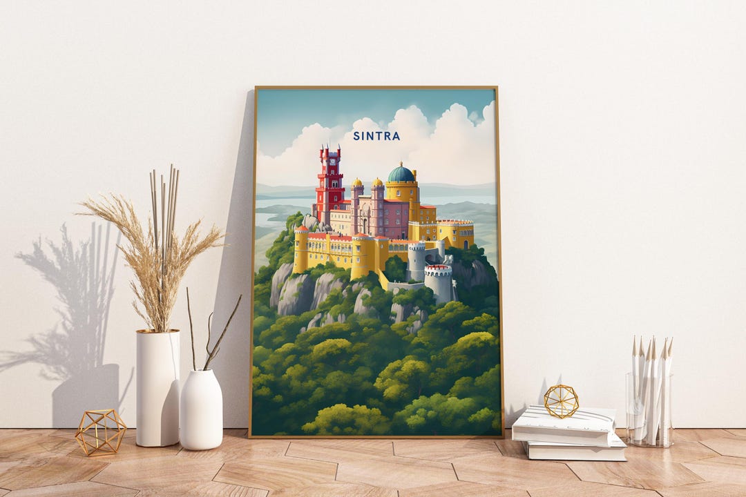 Sintra Portugal Print Poster Reise Kunstwerk Retro Vintage Wand Kunst ...