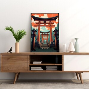 Kyoto Fushimi Inari Shrine Japan Poster Artwork Retro Print Vintage ...