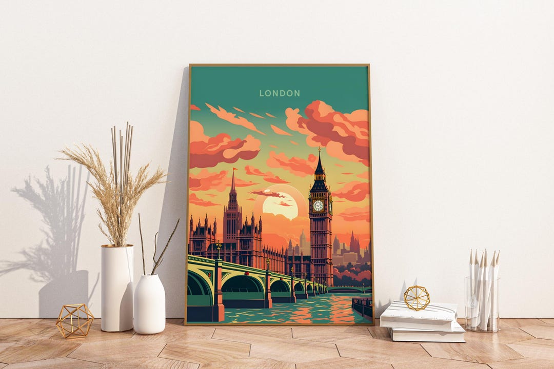 London England, UK Travel Poster Artwork | Big Ben | Houses of ...