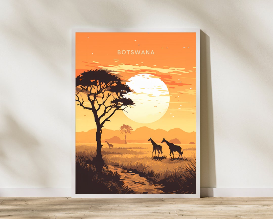 Botswana Okavango Delta Print Poster Travel Artwork Retro Vintage Wall ...
