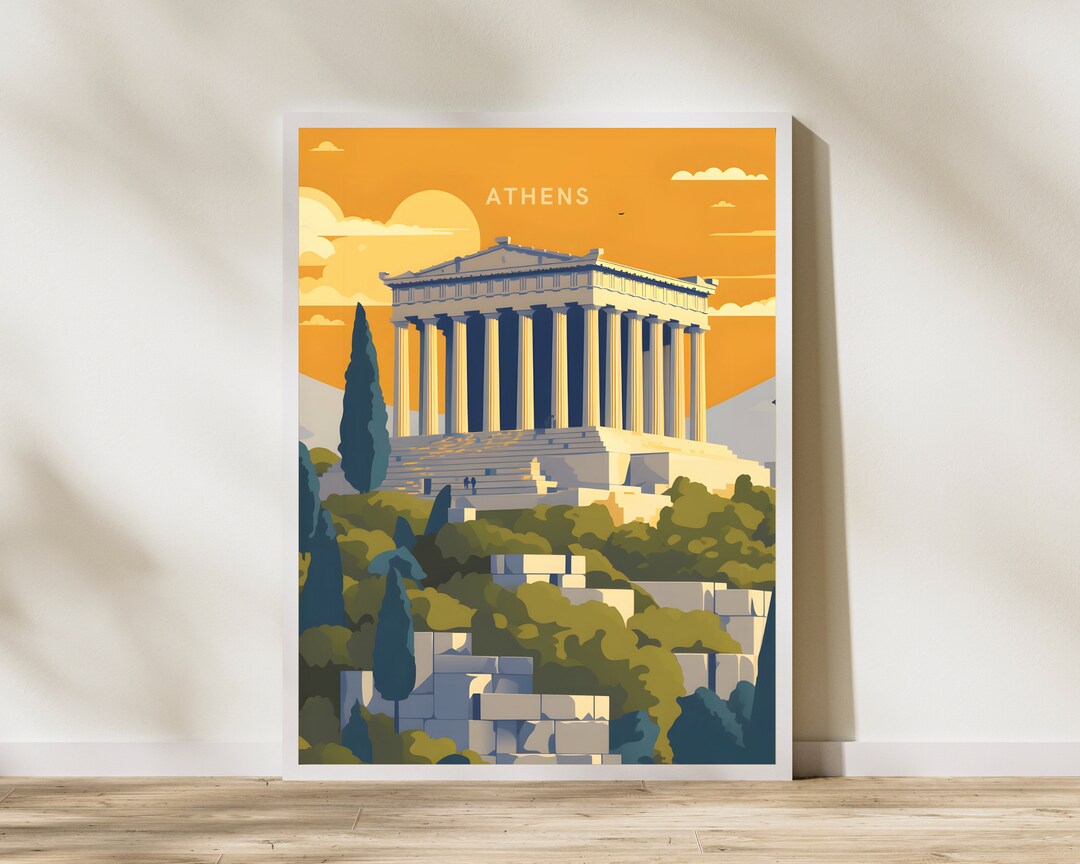 Athens Greece Travel Poster Artwork Retro Print Vintage Artwork Wall ...