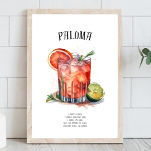 Paloma Cocktail Print | Retro Poster | Vintage Artwork | Wall Art Deco ...