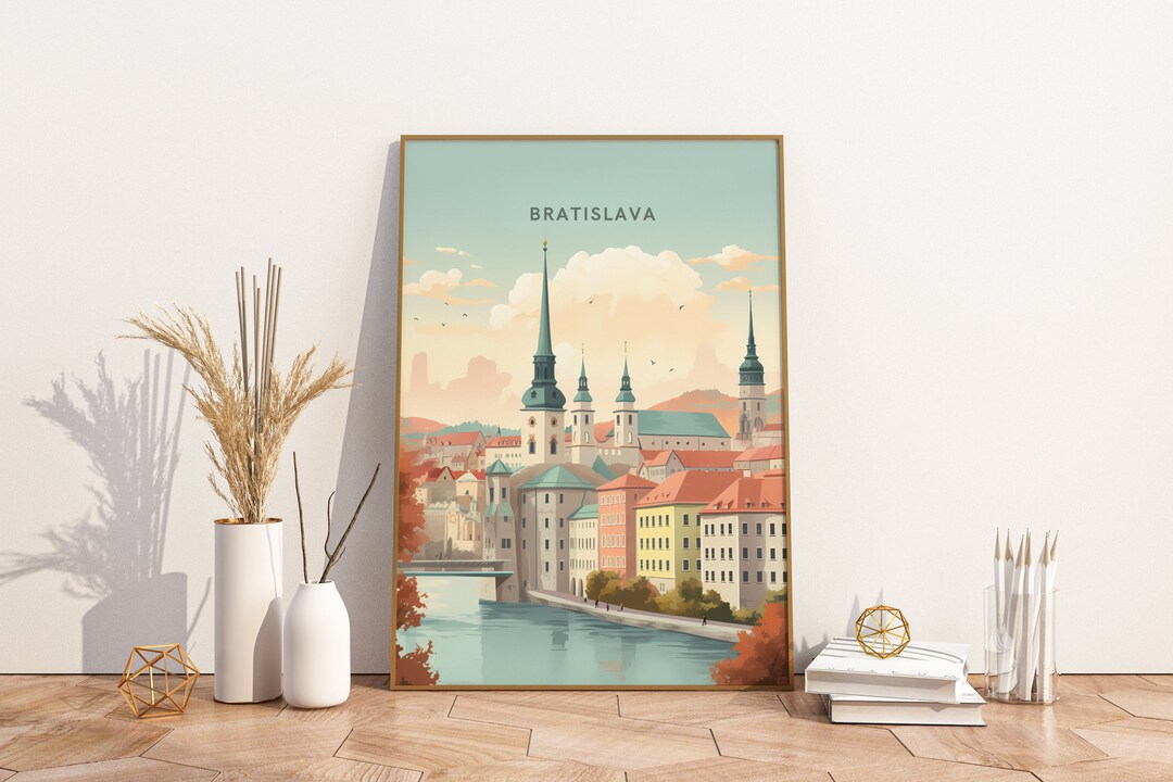 Bratislava Old Town Slovakia Print Poster Travel Artwork Retro Vintage ...