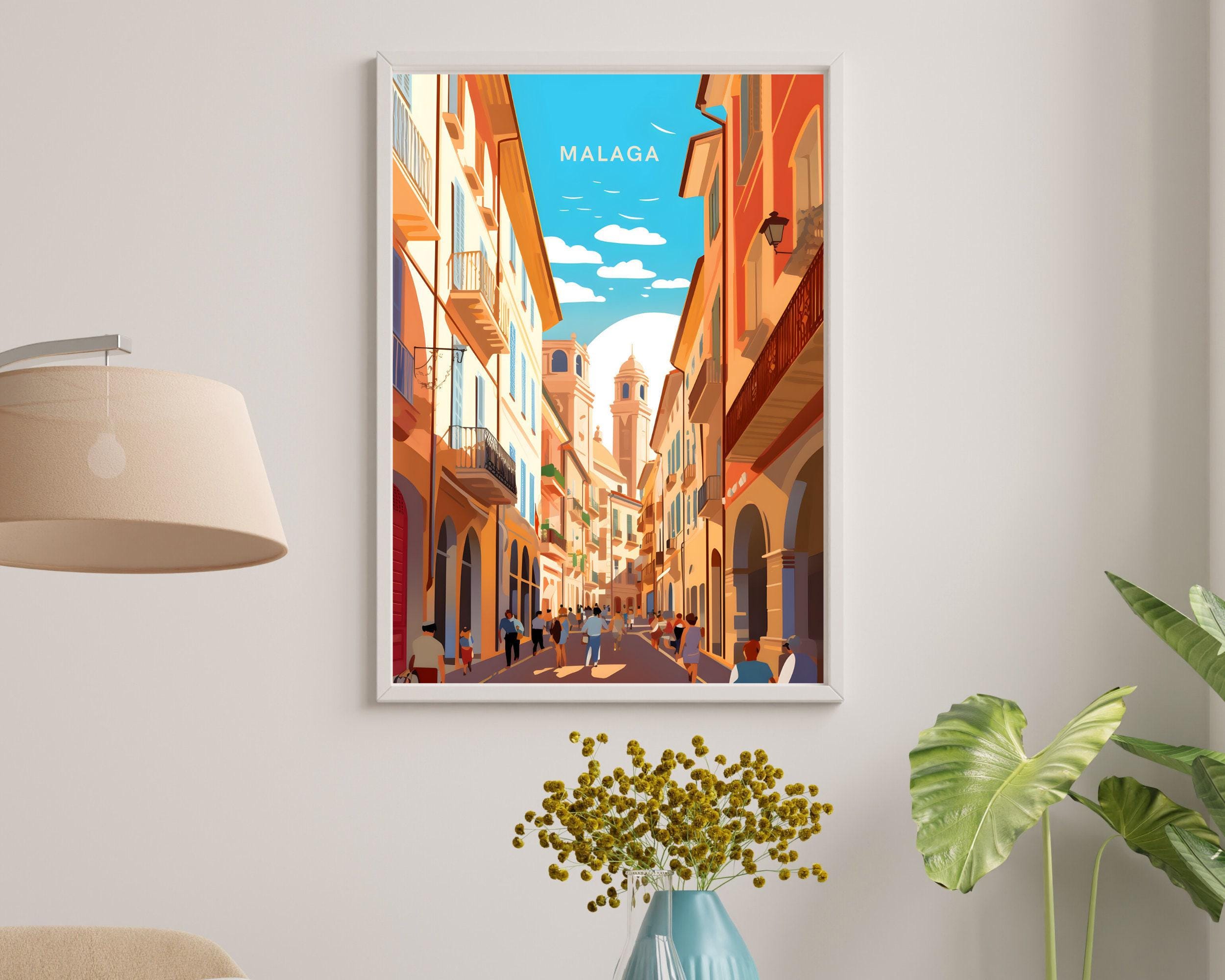 Malaga Spain Travel Print Poster Poster Travel Poster, Malaga Spain ...