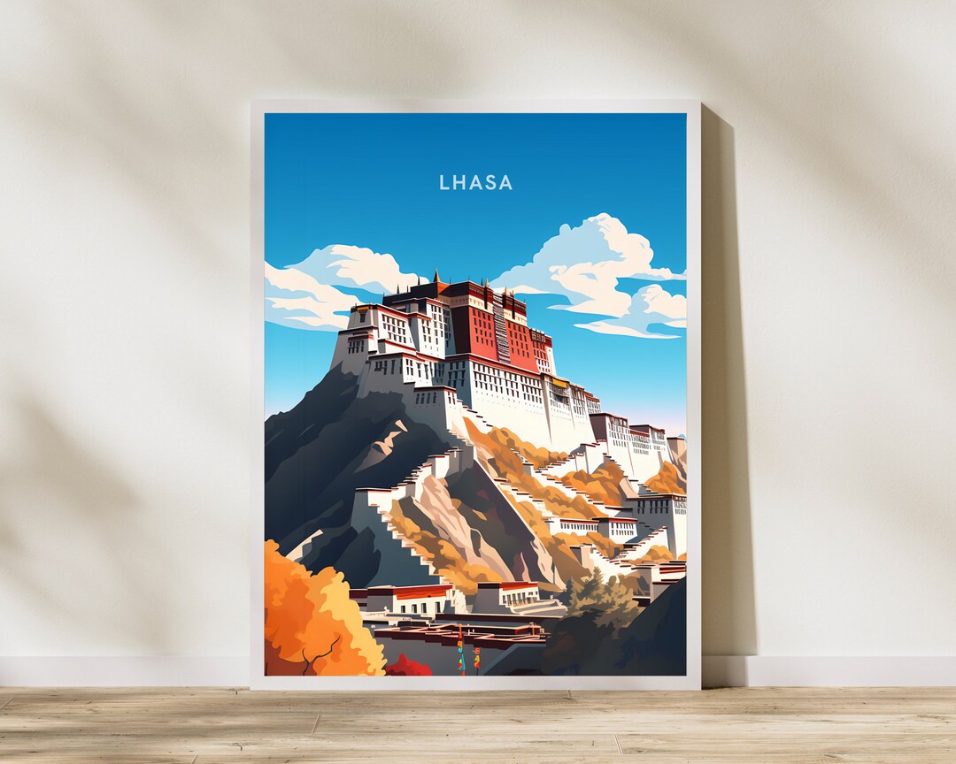 Lhasa Tibet Potala Palace Print Poster Travel Artwork Retro Vintage ...