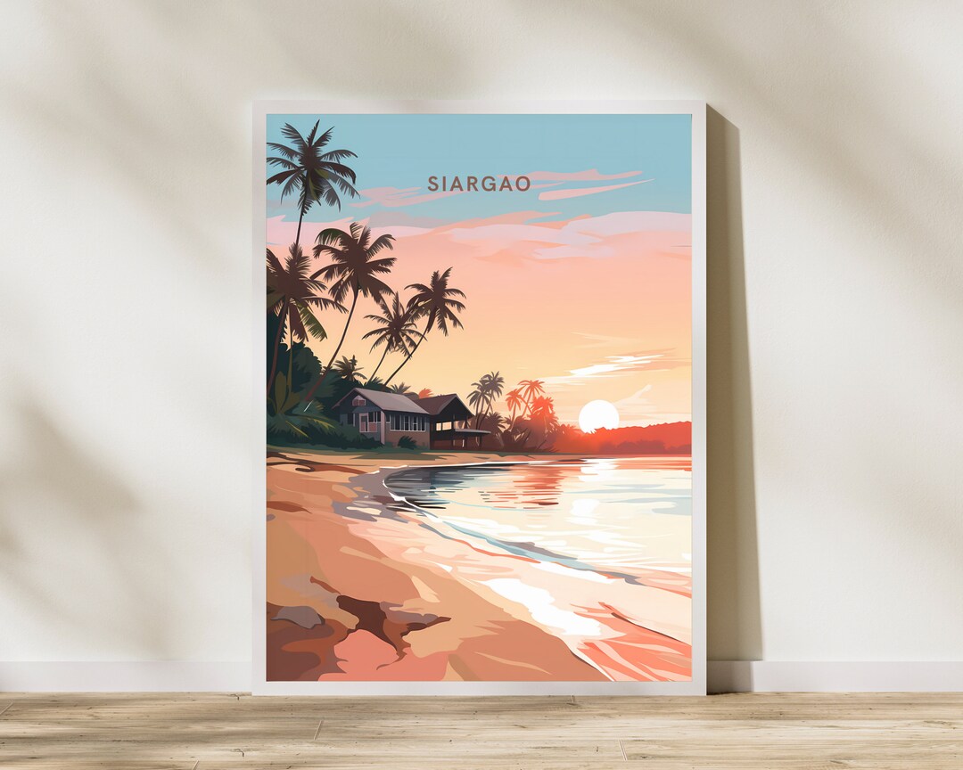 Siargao Philippines Print Poster Travel Artwork Retro Vintage Wall Art ...