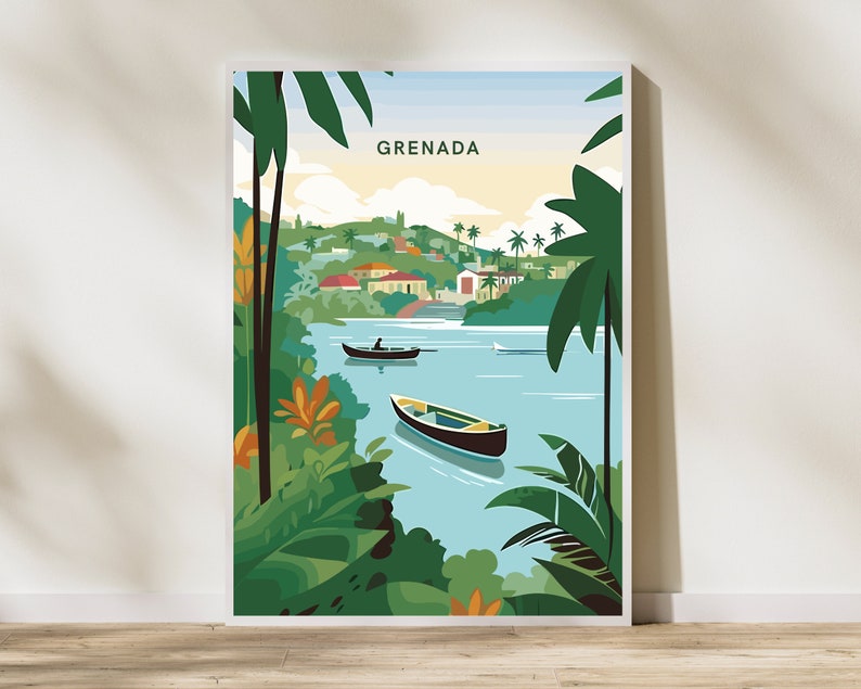 Grenada Caribbean Print Poster Travel Artwork Retro - Etsy