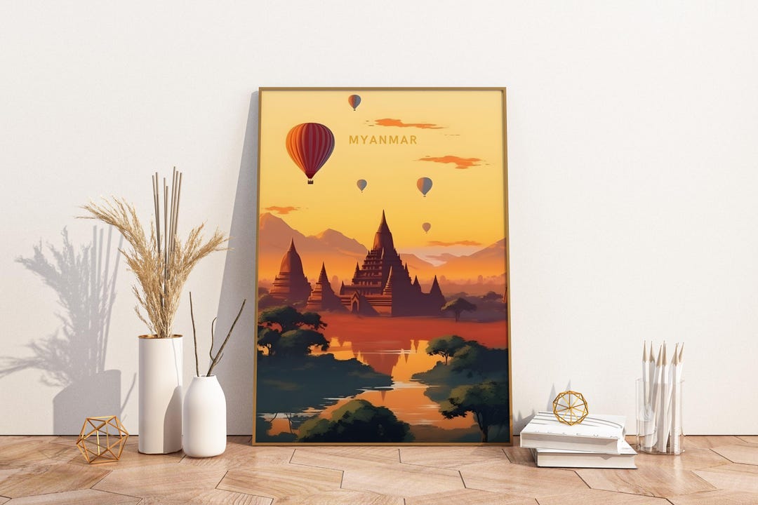 Myanmar Travel Poster Artwork | Retro Print | Vintage Artwork | Wall ...