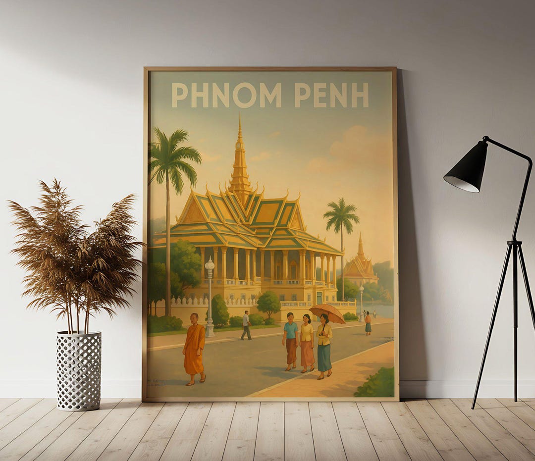 Phnom Penh Penh Travel Poster, Phnom Penh Wall Art Print, Penh Vintage ...