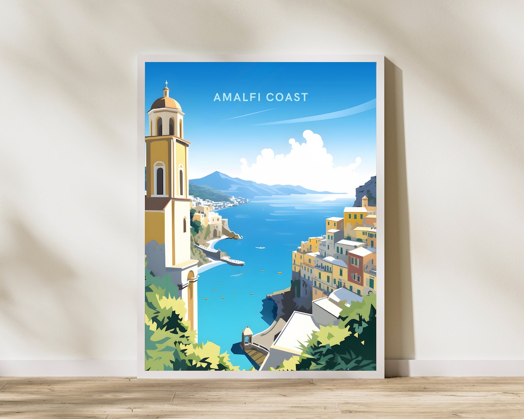 Amalfi Coast Italy Travel Poster Artwork Retro Print Vintage Artwork ...