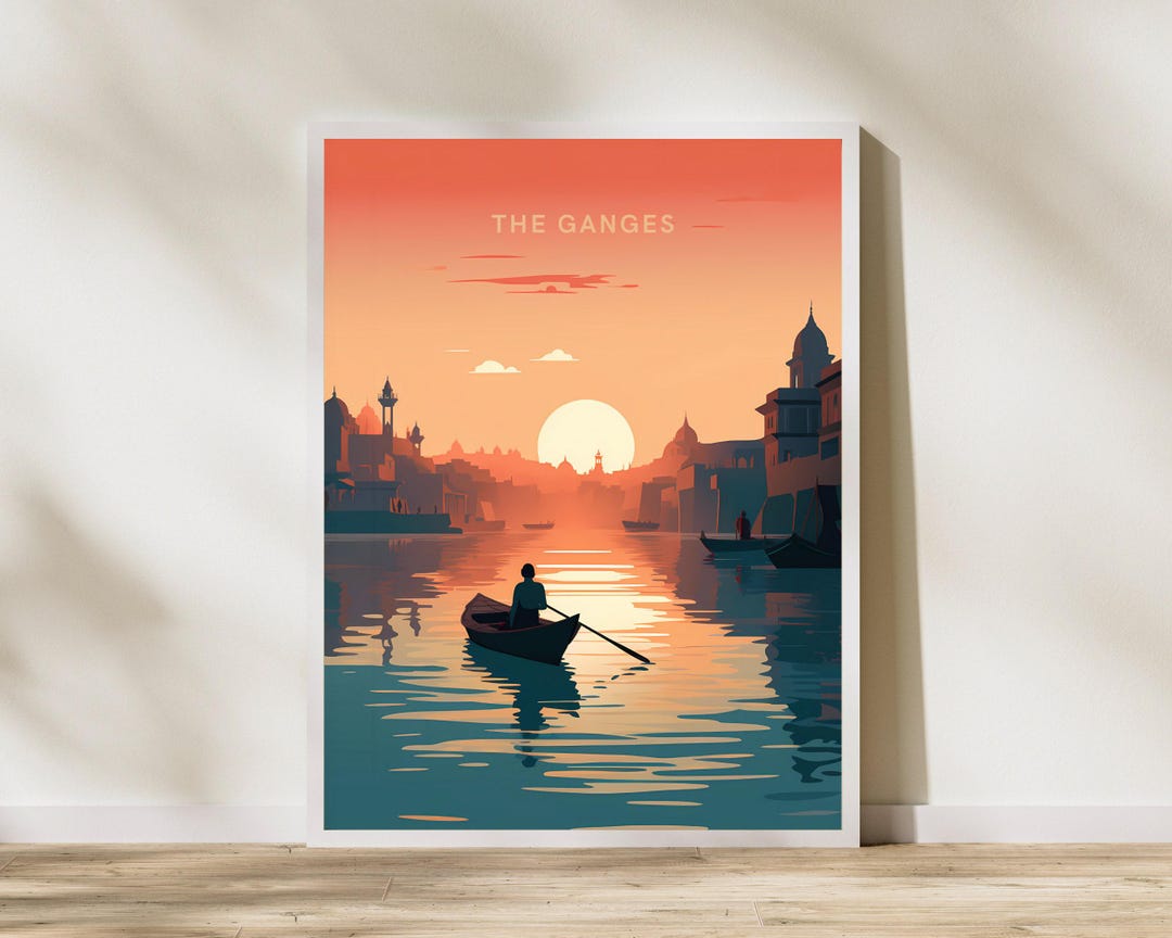 The River Ganges Print Poster Poster Travel Poster, the River Ganges ...