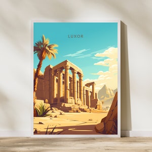 Luxor Karnak Temple Egypt Print Poster Travel Artwork Retro Vintage ...