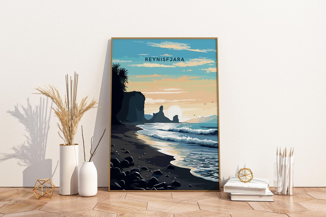 Reynisfjara Black Sand Beach Iceland Travel Print Poster | Nostalgic ...
