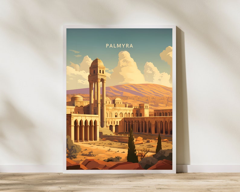 Palmyra Syria Print Poster Travel Artwork Retro Vintage Wall Art Deco ...
