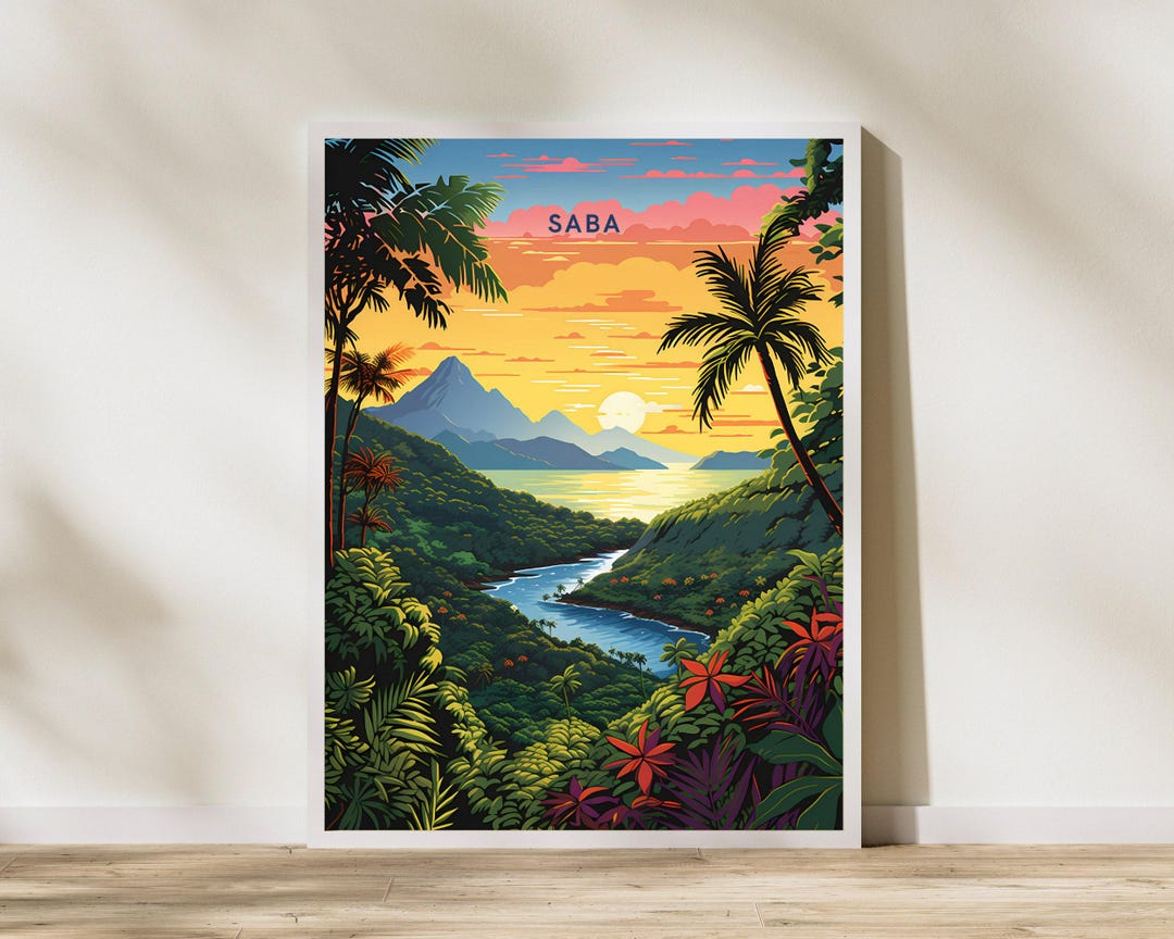 Saba Caribbean Travel Print Poster Poster Travel Poster, Saba Caribbean ...