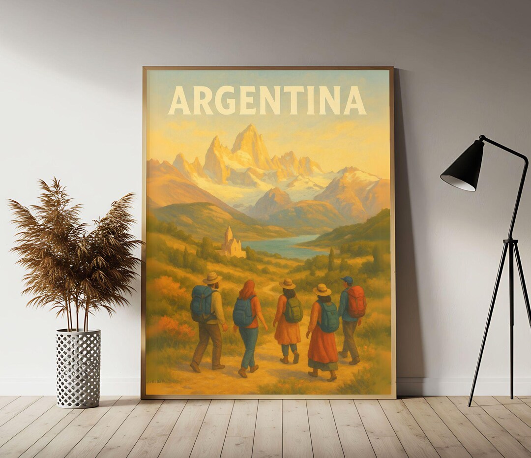 Argentina Patagonia Travel Poster, Patagonian Wall Art Print, Vintage ...