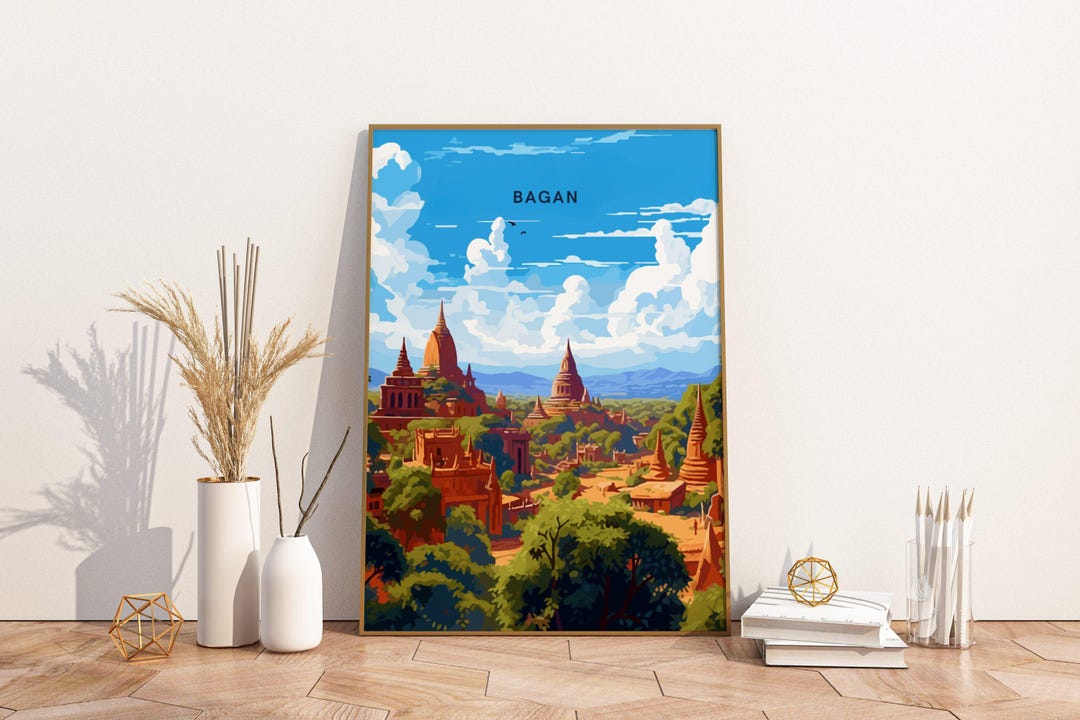 Mystical Landscapes of Bagan Myanmar Travel Print Poster Poster Travel ...