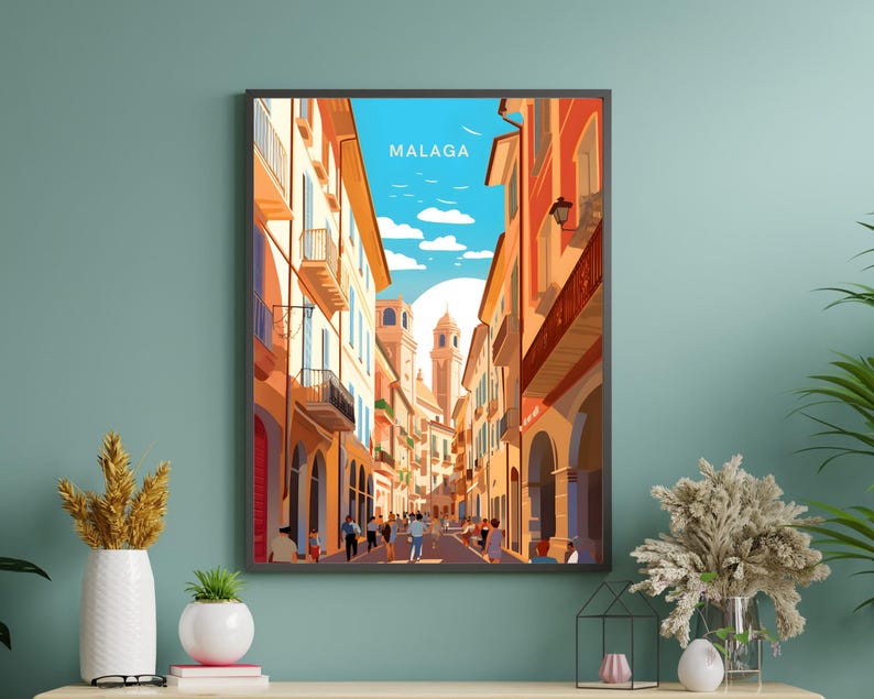 Malaga Spain Travel Print Poster Poster Travel Poster, Malaga Spain ...