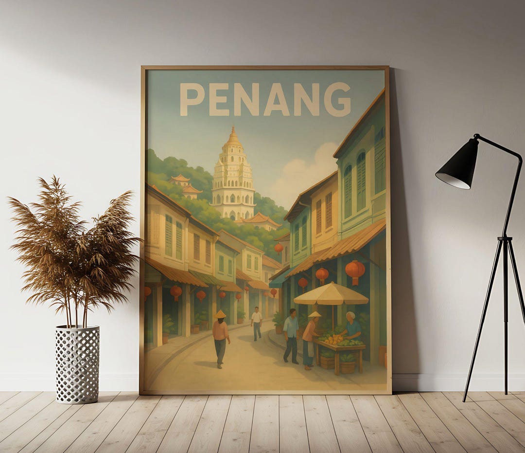 Penang Travel Poster, Penang Wall Art Print, Vintage Travel Decor - Etsy