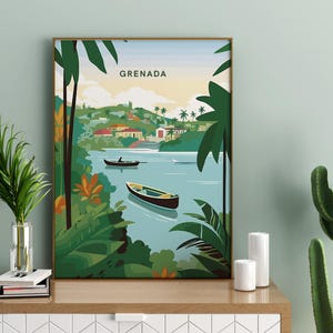 Grenada Caribbean Print Poster Travel Artwork Retro Vintage Wall Art ...