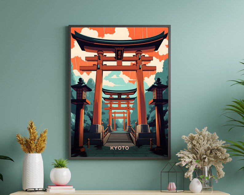 Kyoto Fushimi Inari Shrine Japan Poster Artwork Retro Print - Etsy