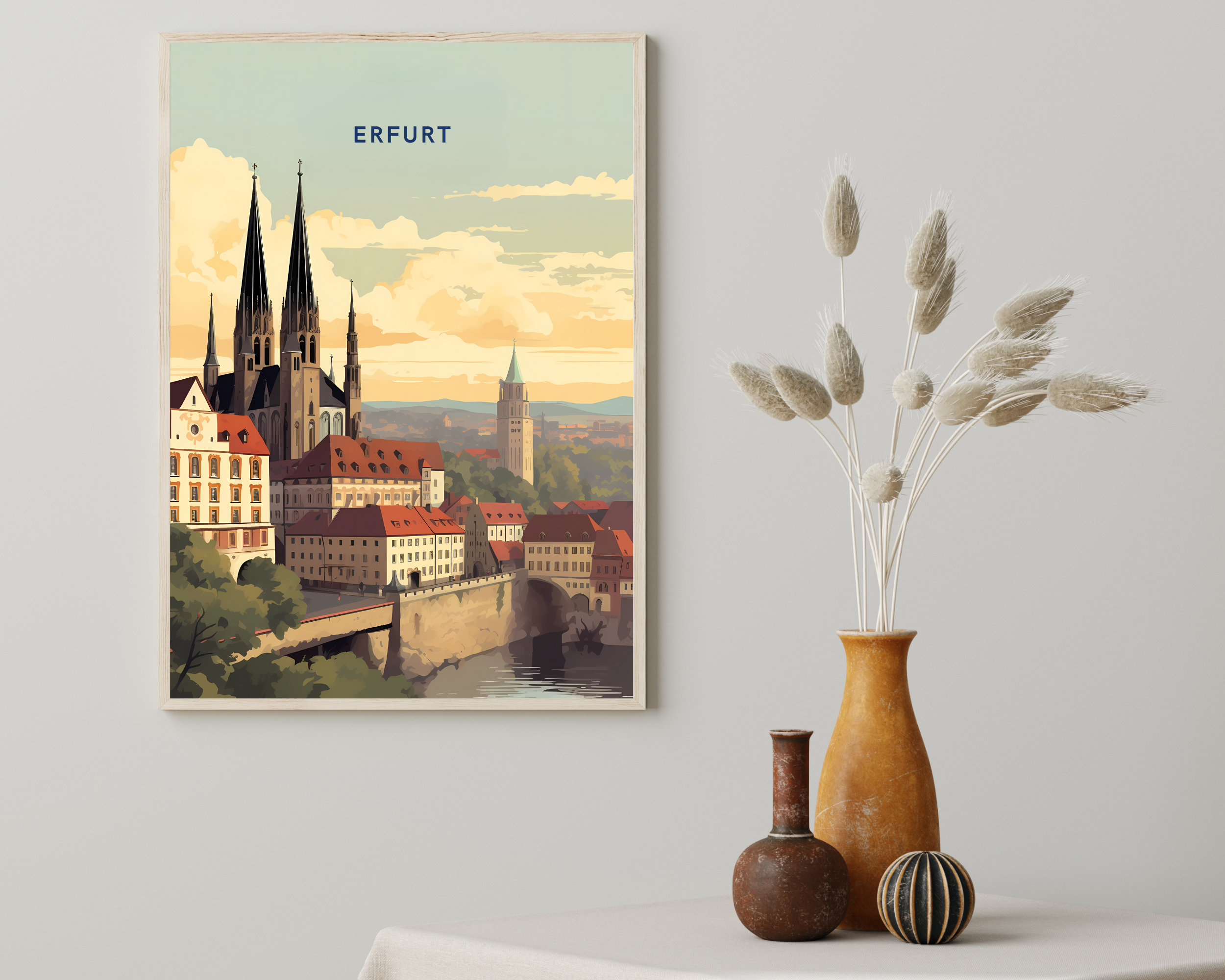 Erfurt Germany Print Poster Travel Artwork Retro Vintage Wall Art Deco ...
