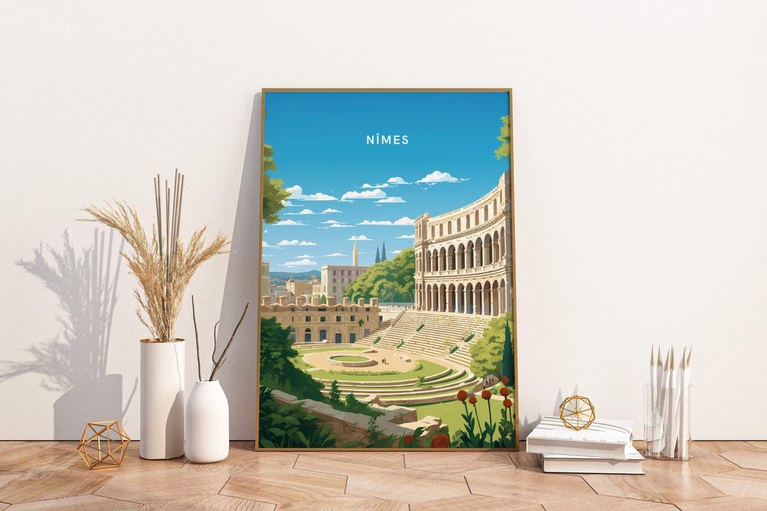 History of Nimes France Travel Poster Print Print Travel Poster ...